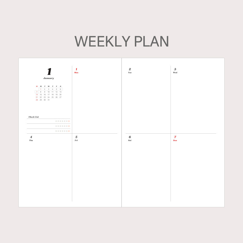 3AL 2024 Black Mong A5 Dated Weekly Diary Planner