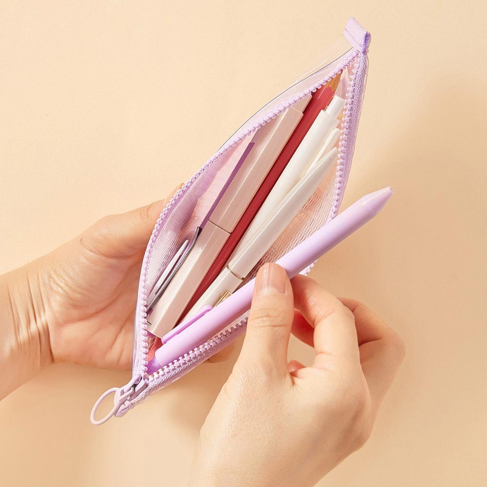 Table Talk Clear Pocket Simple Mesh Pencil Case Pen Pouch