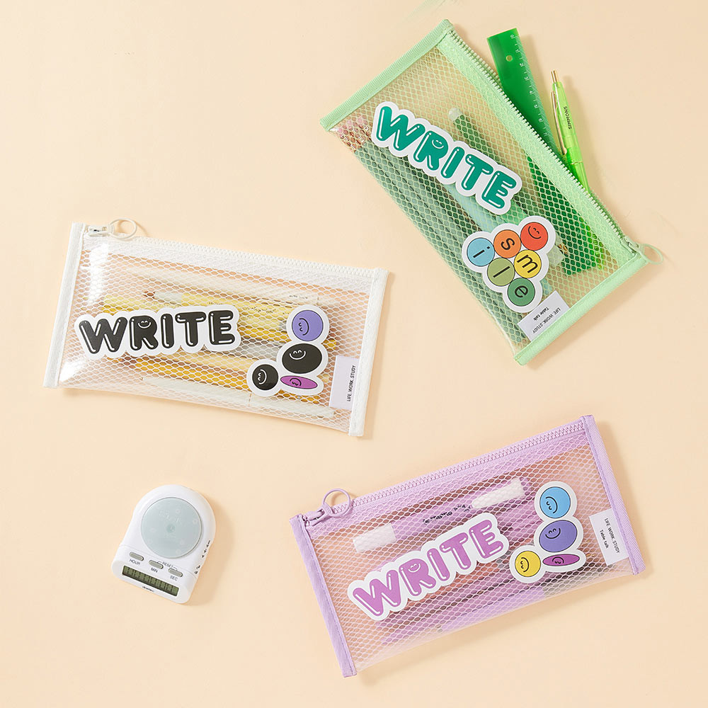 Table Talk Clear Pocket Simple Mesh Pencil Case Pen Pouch