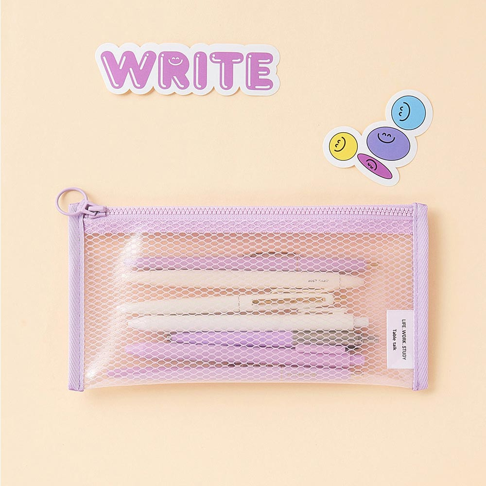 Table Talk Clear Pocket Simple Mesh Pencil Case Pen Pouch