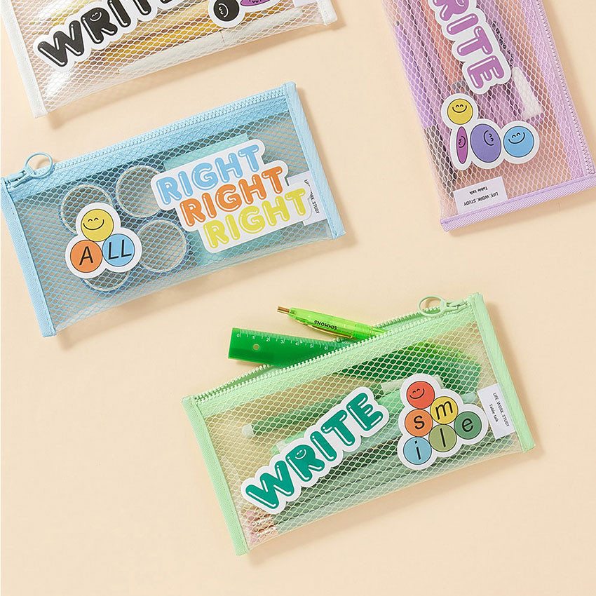 Table Talk Clear Pocket Simple Mesh Pencil Case Pen Pouch