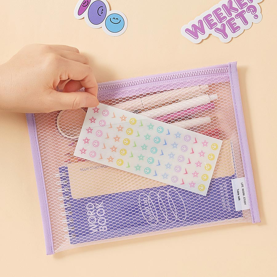 Table Talk Clear Pocket Simple Mesh Zipper Pouch