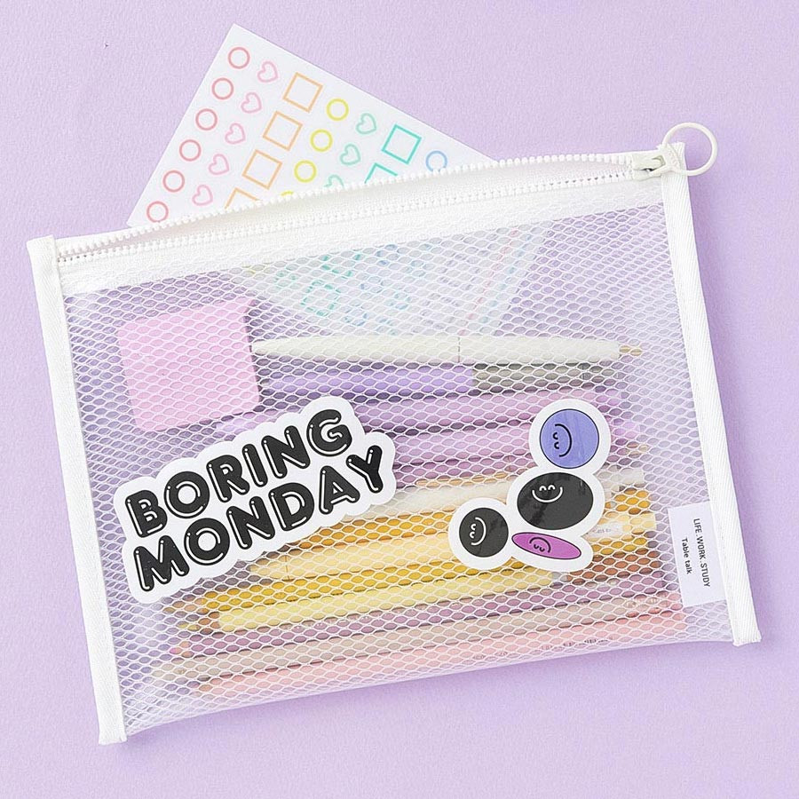 Table Talk Clear Pocket Simple Mesh Zipper Pouch