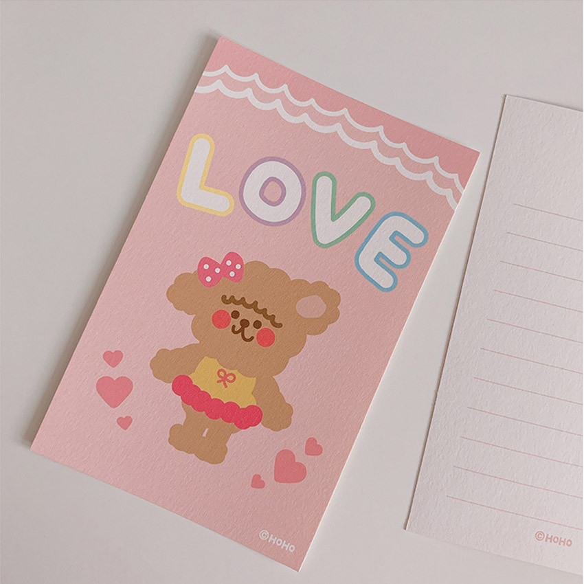 Cute Love Note Postcards: Hoho Munbanggu Love Bbu Card