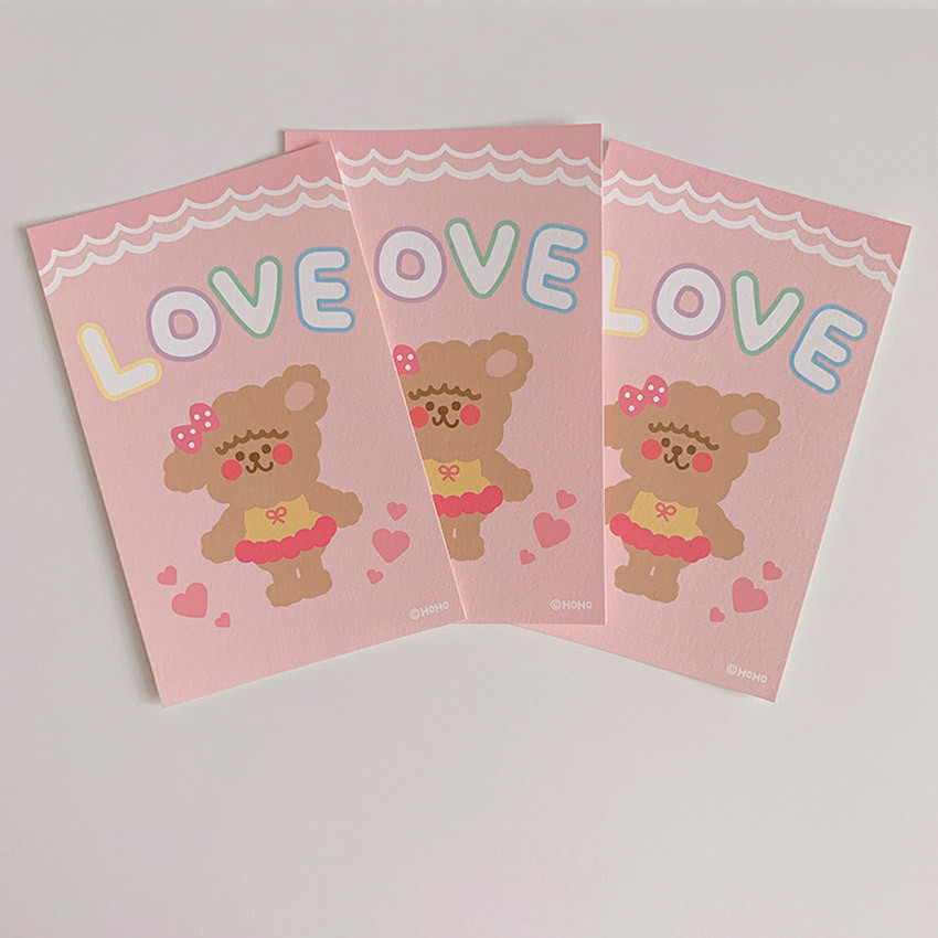 Cute Love Note Postcards: Hoho Munbanggu Love Bbu Card