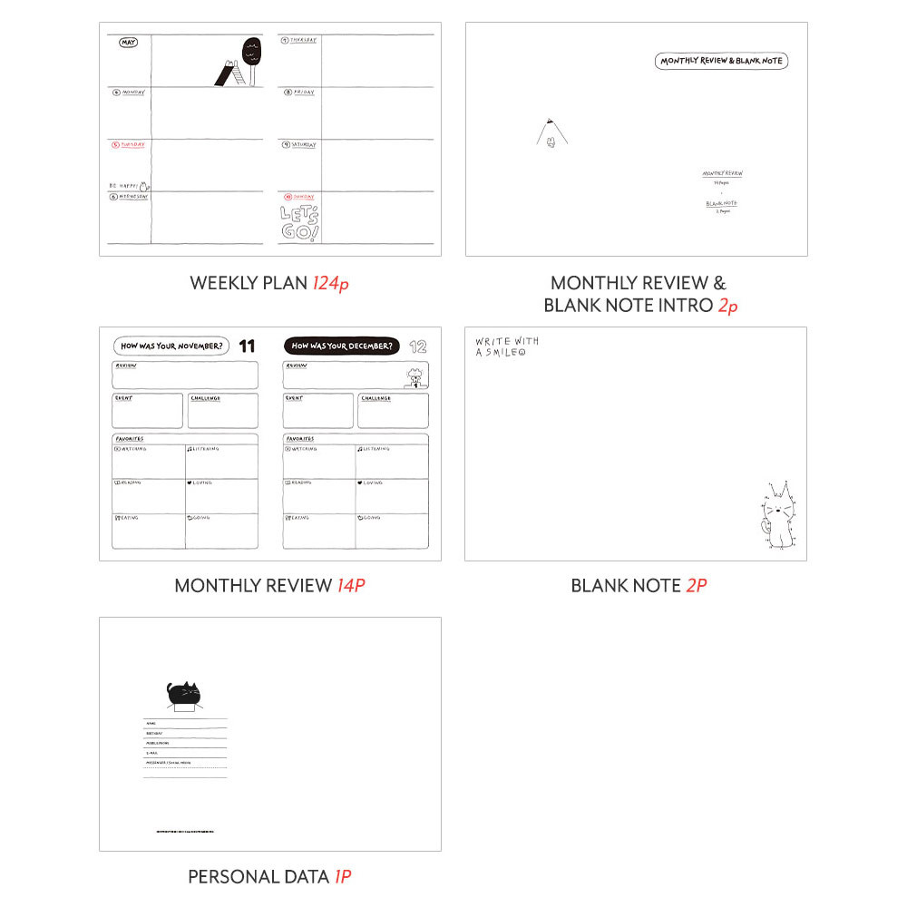 Iconic 2026 Doodle A5 Weekly Planner | Cute Design & Sticker