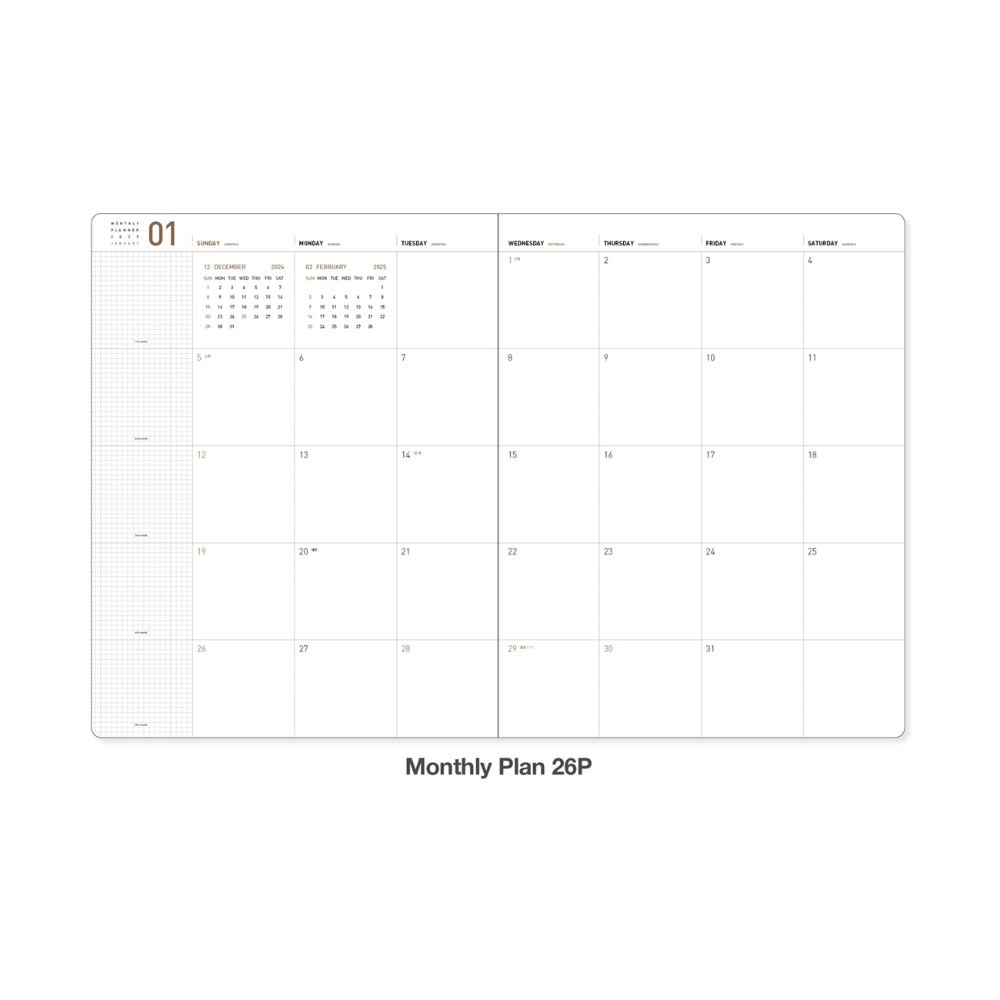 2025 Simple Premium Big Dated Monthly Planner Scheduler