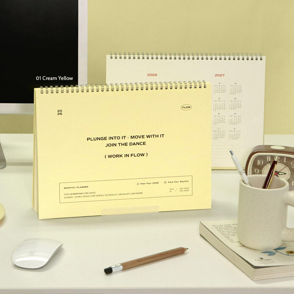 2026 Flow A4 Monthly Desk Planner | Desk Calendar Stand