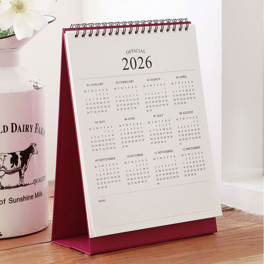 Indigo 2026 Desk Calendar - Monday Start, 15-Month Planner