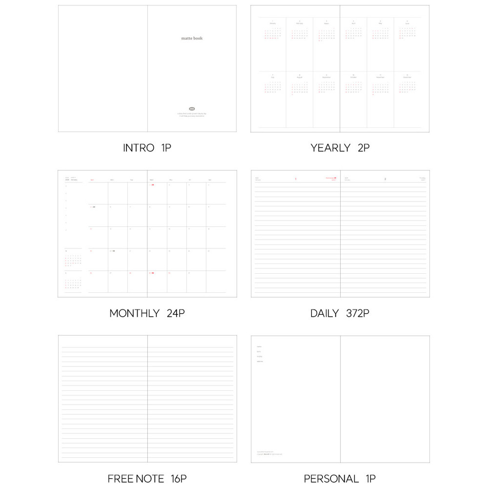Daily Diary 2026 B6 | Full Page Per Day - Be On D Matte