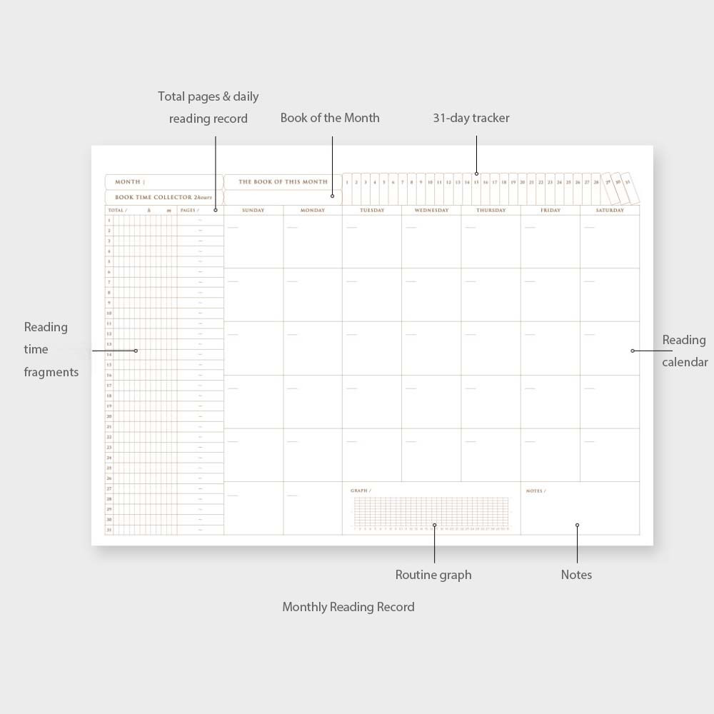 Bucket Book Reading Planner: Monthly Reading Challenge Tracker