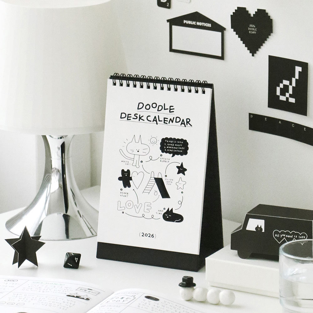 Iconic 2026 Doodle Desk Calendar: Cute Monthly Illustrations