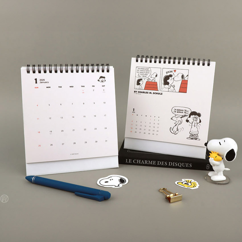 PEANUTS Snoopy 2026 Square Desk Calendar | Compact Classic