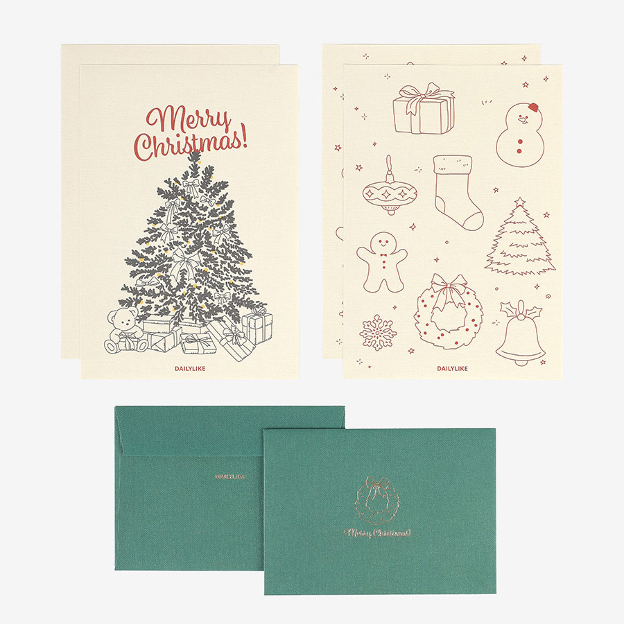 Christmas Letter Set: Dailylike Holiday Stationery Envelopes