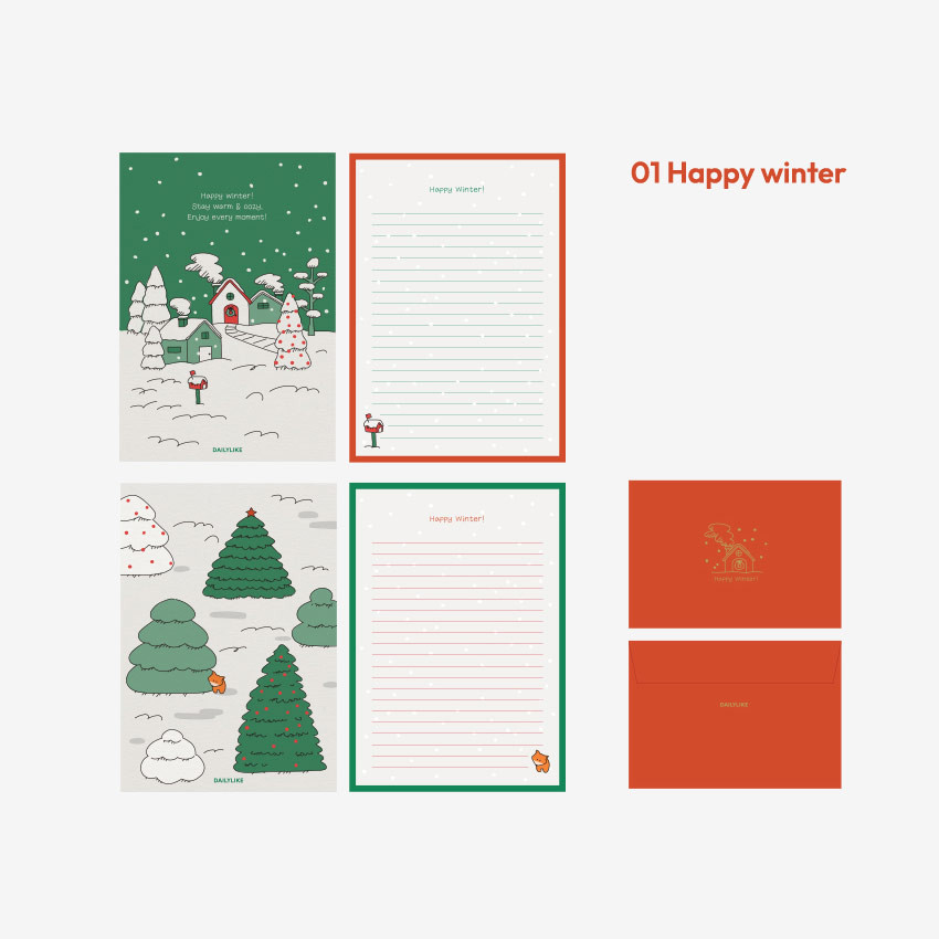 Christmas Letter Set: Dailylike Holiday Stationery Envelopes