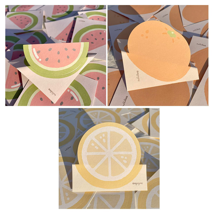 Dagong Fruit Die-Cut Memo Pad Set | 5 Cute Designs 15pc