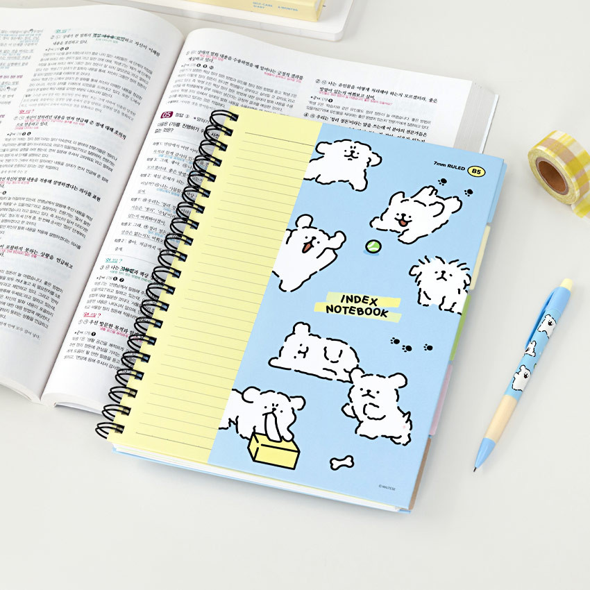 B5 Index Notebook 5 Sections | Maltese Wire-Bound Lined