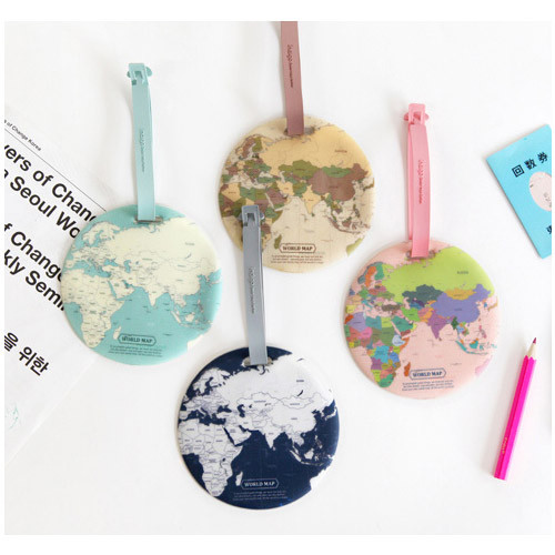 Indigo World map travel luggage name tag - fallindesign.com