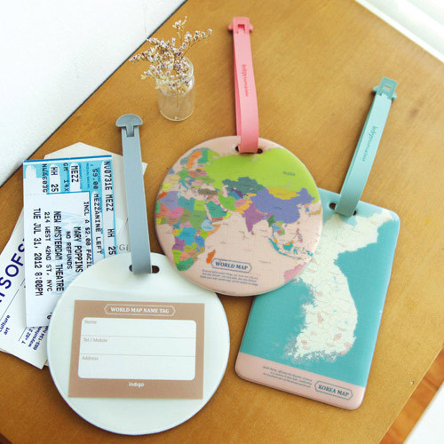 Indigo World map travel luggage name tag - fallindesign.com