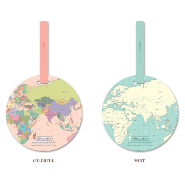 Indigo World map travel luggage name tag - fallindesign.com