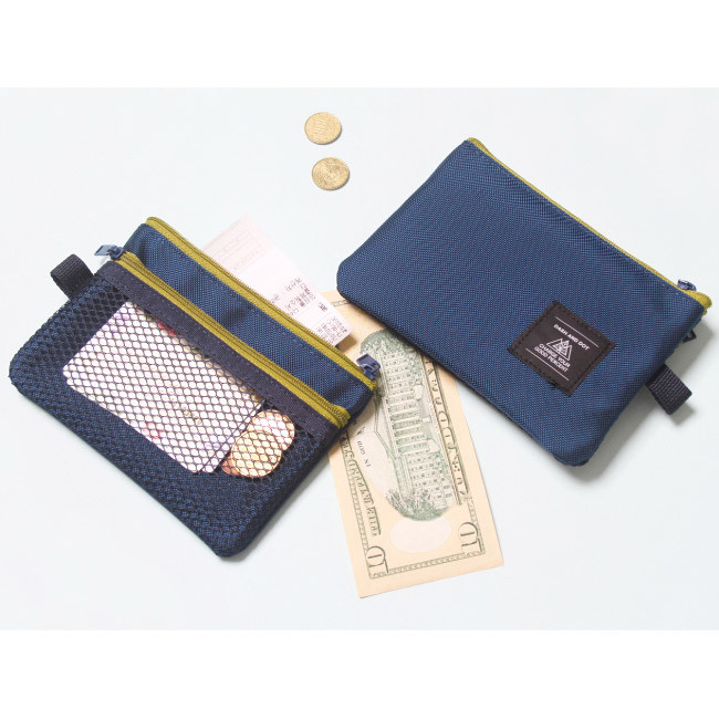 Dash and Dot Double pocket mesh zipper pouch small - fallindesign