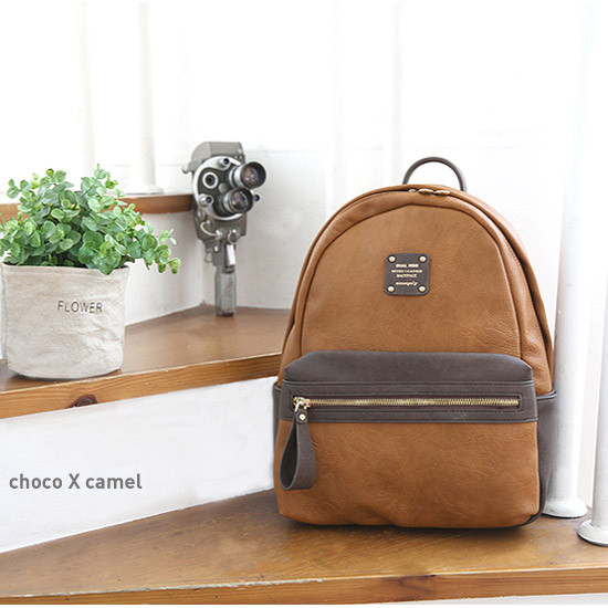 Monopoly Dual Two tone leather small backpack - fallindesign