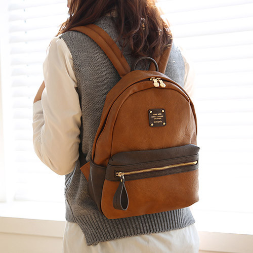 Monopoly Dual Two tone leather small backpack - fallindesign