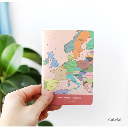 Indigo World map lined and plain small notebook - fallindesign