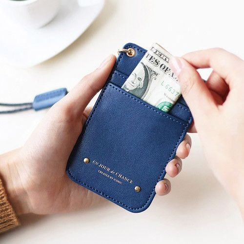 Iconic Swing slim and flat card case holder with neck strap