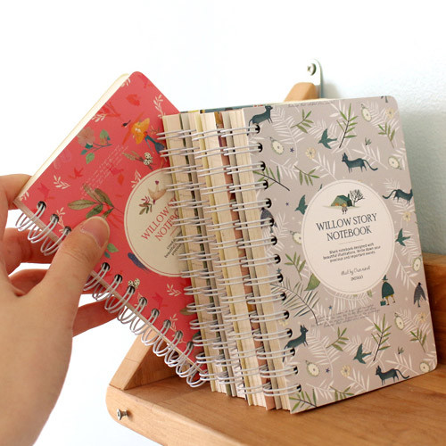 Indigo Willow story wirebound pattern small notebook - fallindesign
