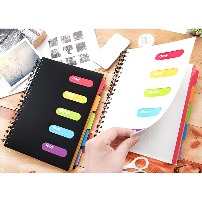 2young Jumbo wirebound lined notebook with color index tab