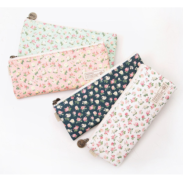 2Young Flower pattern flat zipper pencil case pouch - fallindesign