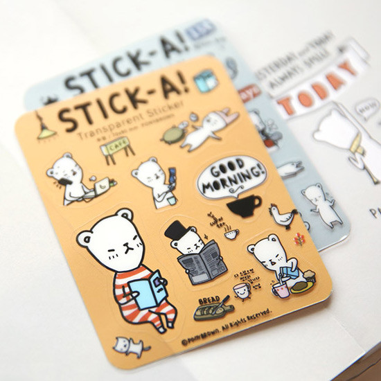 PONYBROWN Buhabear cute mini clear sticker - fallindesign