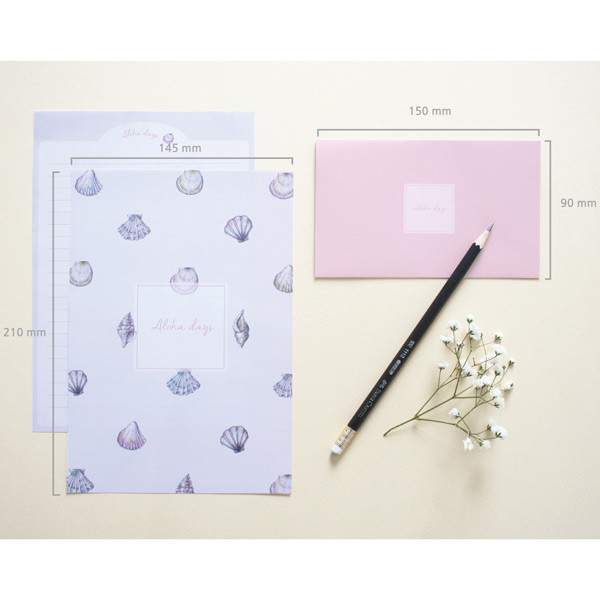 Dash and Dot illustration pattern letter paper and envelope set ...
