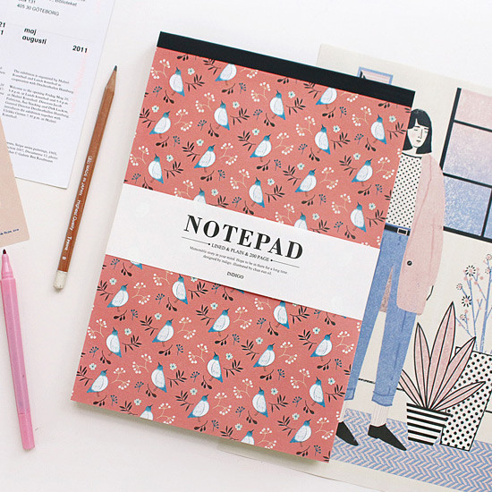 Indigo Willow pattern classic large lined notepad - fallindesign