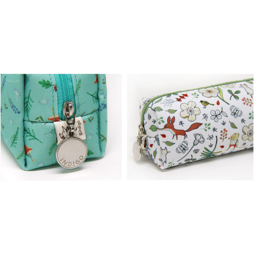 Indigo Willow pattern cube pencil case with strap - fallindesign