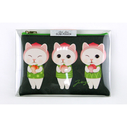 Jetoy Choo Choo cat pattern slim zipper pouch - fallindesign.com