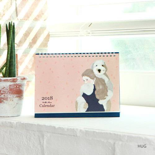 With alice 2018 Rim illustration spiral bound desk calendar