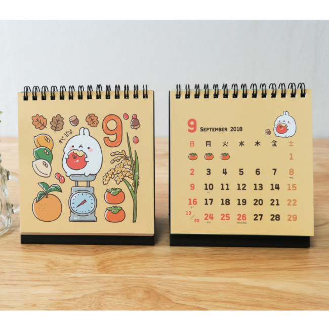 Bookcodi 2018 Molang illustration spiral bound small desk calendar