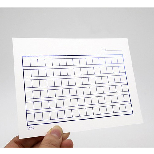Mingsmangs Classic blue squared manuscript paper postcard