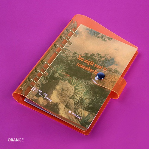 Lucalab Retro 6-ring grid notebook with neon PVC cover - fallindesign