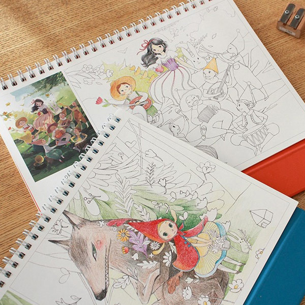 Indigo 2019 Fairy tales coloring desk flip calendar