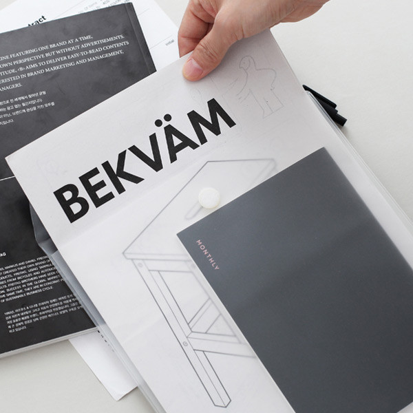 2NUL Smile A4 size clear snap file folder case pouch bag