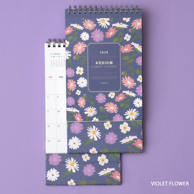 Ardium 2020 Flowery small desk flip monthly calendar