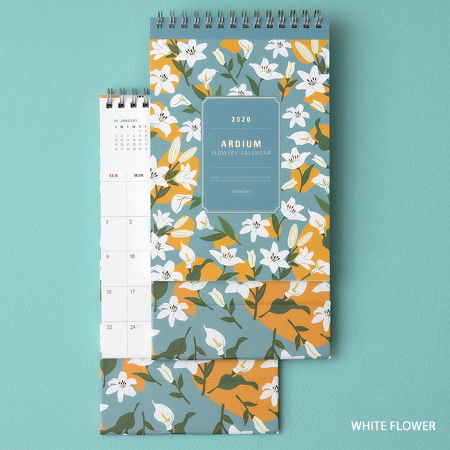 Ardium 2020 Flowery small desk flip monthly calendar