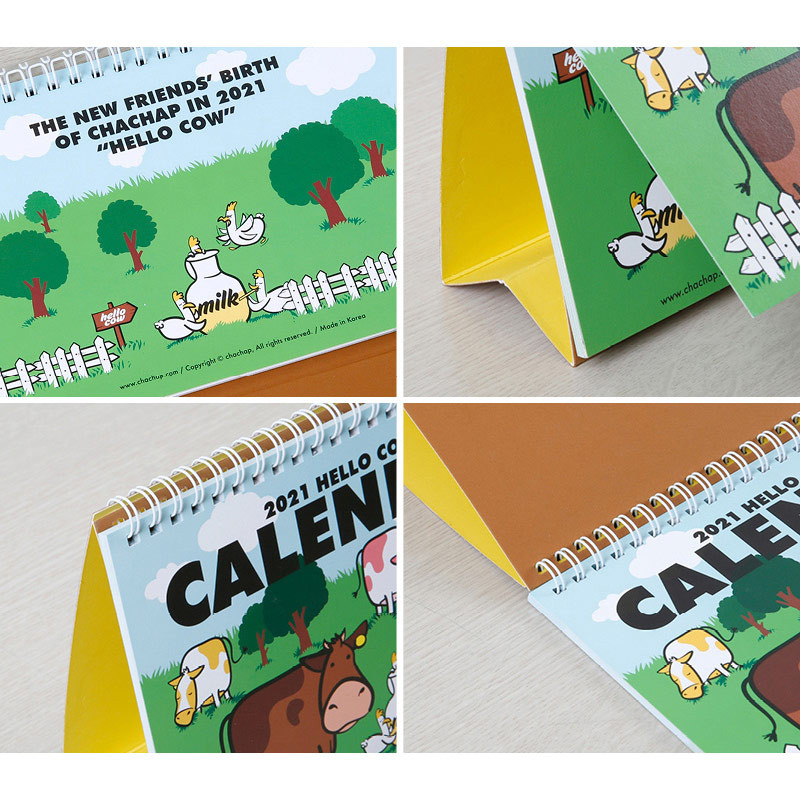 Chachap 2021 Hello cow dated monthly desk calendar