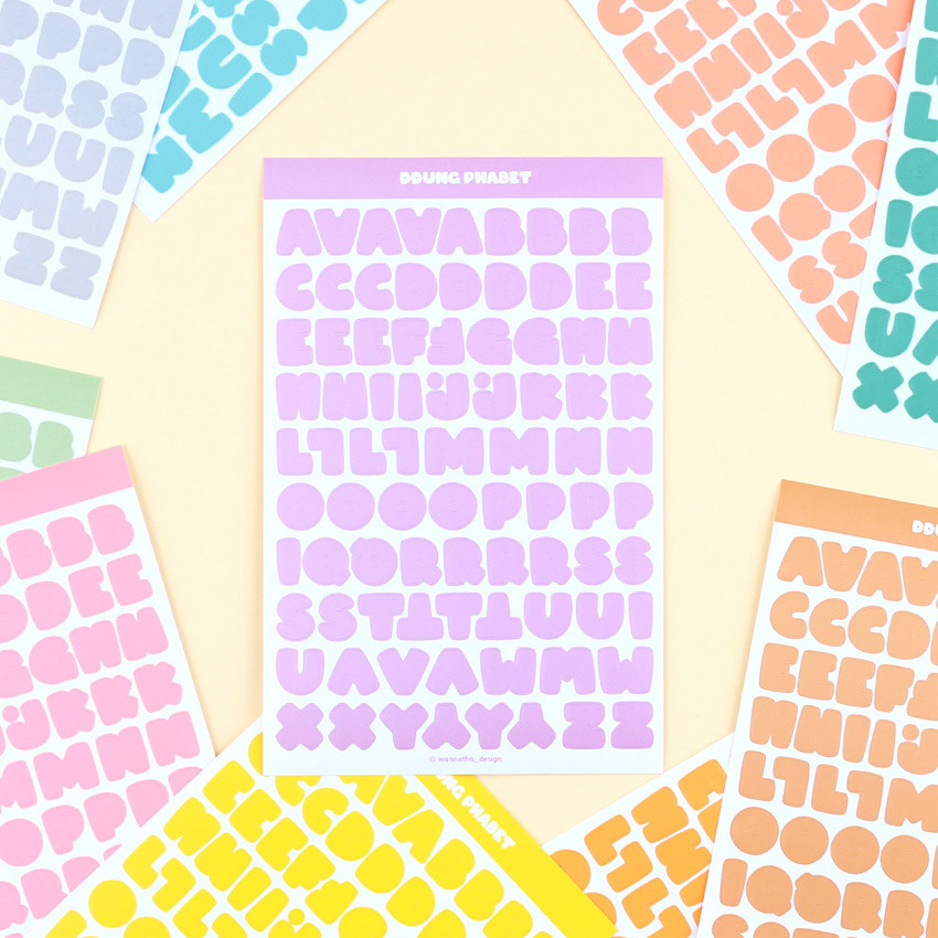 Wanna This Ddung phabet bold Alphabet Number sticker set
