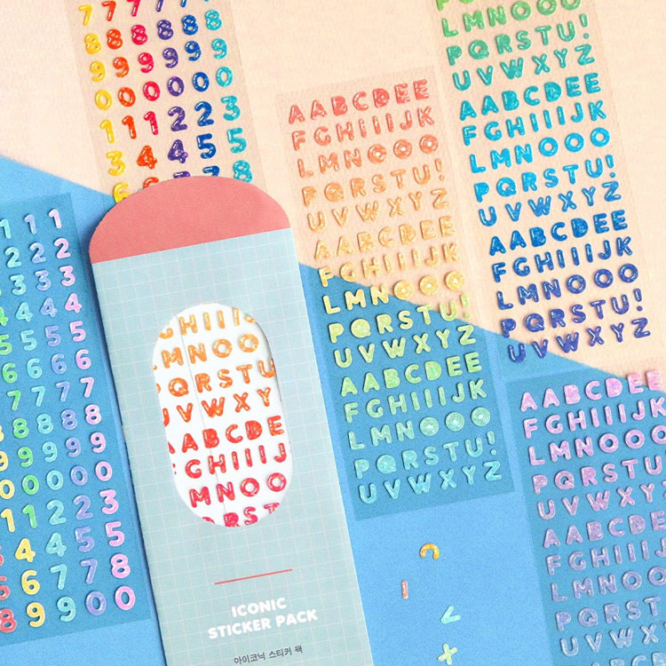 ICONIC Rolling Alphabet and Number Removable Sticker Pack