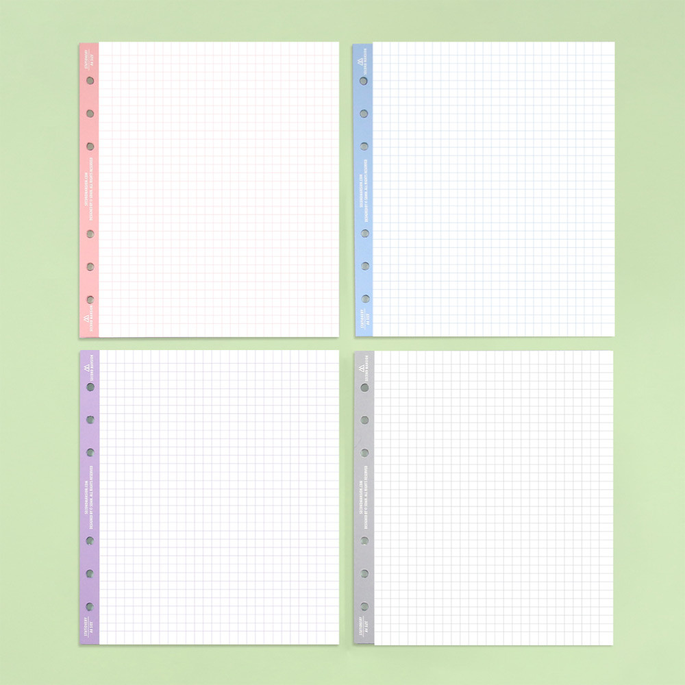 Second Mansion Color Grid 6-ring Wide A6 notebook Paper Refills