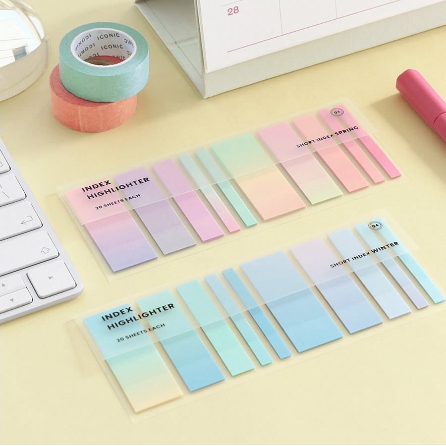 Iconic Pop Index Long Highlighter Strips Sticky Note Set